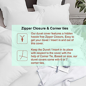 SLEEP-NEST Duvet Cover Set Super King Size 108 x 98 inches 3 Piece 100% Egyptian Long Staple Cotton with Zipper Closure & Corner Ties - 600 TC Ultra Soft Breathable Cover for Comforter, White