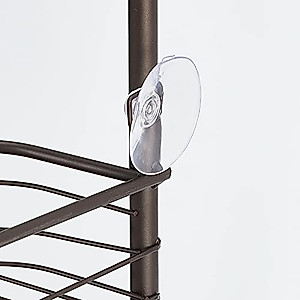 mDesign Extra Wide Hanging Shower Caddy Storage Organizer, Metal Wire Bathroom Organization Center with Built-In Hooks and Baskets on 2 Levels for Shampoo, Body Wash, Loofahs - Bronze