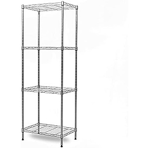 REGILLER 4-Tier Wire Shelving Unit Metal Storage Rack Adjustable Organizer Perfect for Pantry Laundry Bathroom Kitchen Closet Organization (Silver, 16.9L x 12W x 50H)