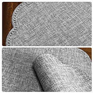 Kreatur Round Waterproof Placemats for Dining Table Set of 6,Modern PU Leather Washable Table Mats Non-Slip Easy to Clean for Home Kitchen Decor