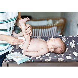 COSMOPLUS Stretch Fitted Changing Pad Cover 2 Pack Stretchy Changing Table Pad Covers for Boys Girls, Whale/Cloud