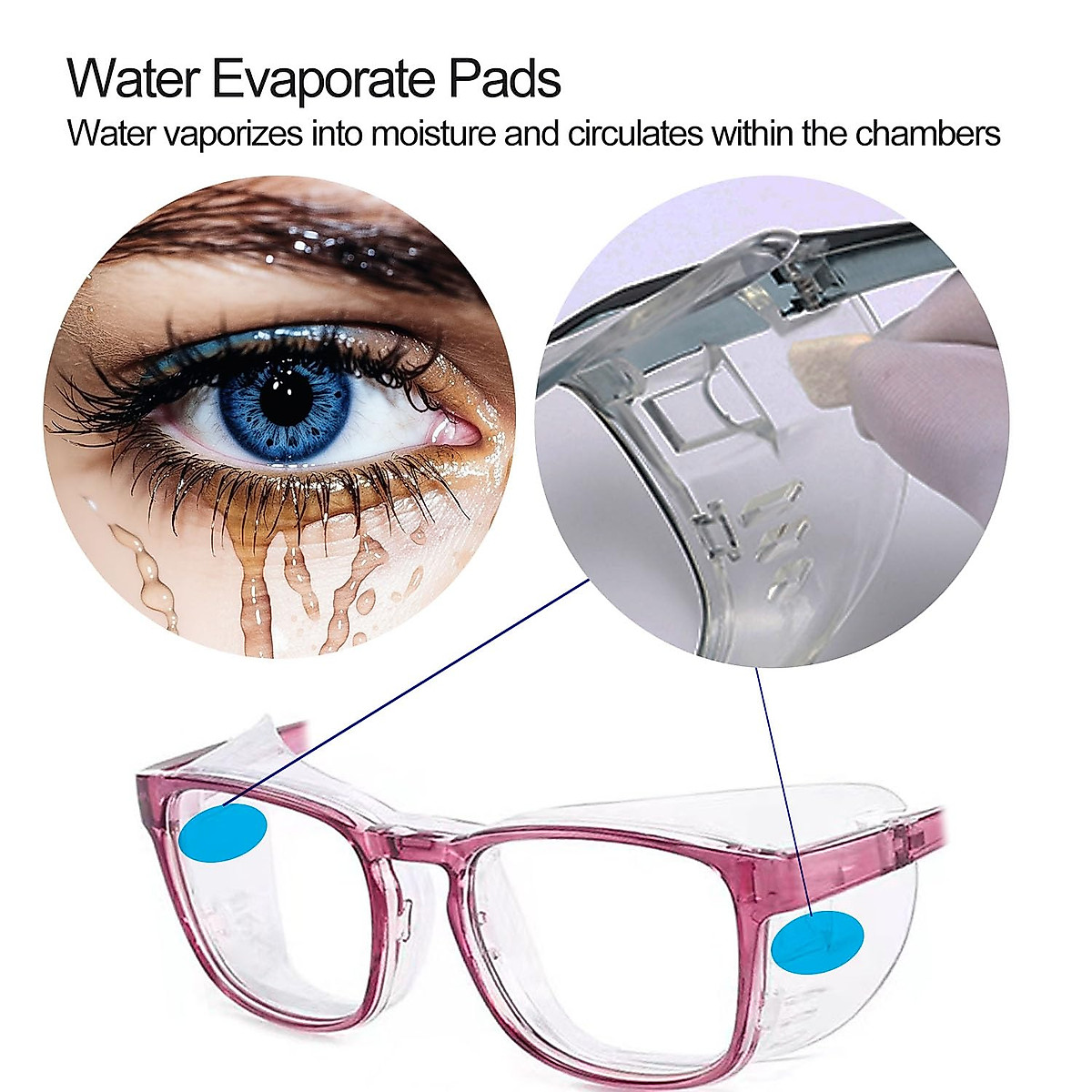 cosycare Hydrating Dry Eyes Glasses with Soft Silicone Moisture Chambers and Moisture Circulation Pad for Dry Eyes Symptoms (Dark)