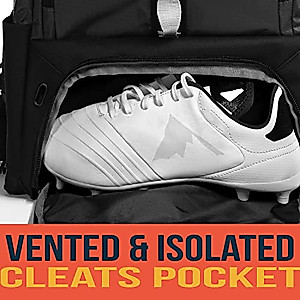 Athletico Turf Lacrosse Bag - Extra Large Lacrosse Backpack - Holds All Lacrosse or Field Hockey Equipment - Two Stick Holders and Separate Cleats Compartment (Black)