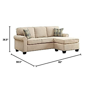 Homelegance Clumber 82" Reversible Sectional with Accent Pillows, Beige