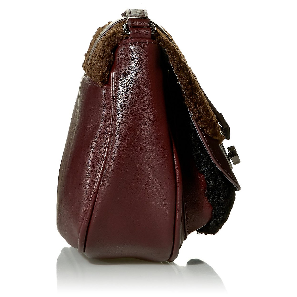 Danielle Nicole Womens Minx Faux Leather Flap Saddle Handbag Purple Small