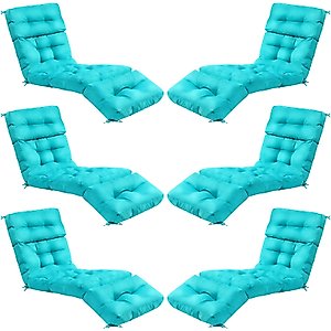 Huwena 6 Pcs Outdoor Chaise Lounge Cushion Pool Patio Lounge Cushions 22 x 73 x 4.7H Inch Waterproof Lounge Chair Cushion Beach Lounge Cushion Replacement for Patio Lounge Chairs (Lake Blue Style)