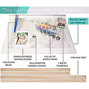 VATO Photo to Custom DIY Paint by Numbers for Adults,Your Own Private Picture Personalized Customized PBN, with Frame (16" x 20")