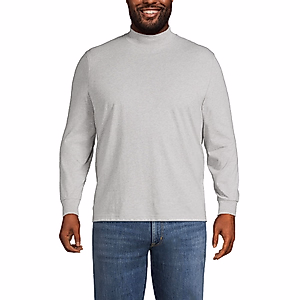 Lands' End Mens Long Sleeve Super-T Mockneck Gray Heather Regular Medium