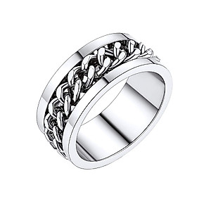 PROSTEEL Spinner Ring For Women Teens Silver Tone Stainless Steel Eboy Jewelry Anxiety Spiner Pinky Ring