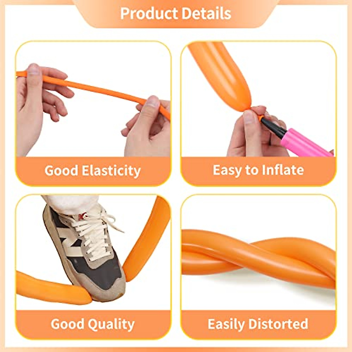 RUBFAC 260 Balloons, 450pcs Colorful Long Balloons with Pump, Premium Twisting Balloons Animals Magic Balloons for Birthday Wedding Party Supply