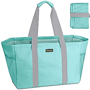 BALEINE Soft 9 Gallon Extra Large Utility Tote, Foldable Reusable Storage Bag (Sea Green)