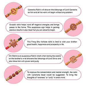 Elemensis Naturals Designer Rakhi for brother set of 5 with Roli Chawal for Rakhi, rakhi fast delivery