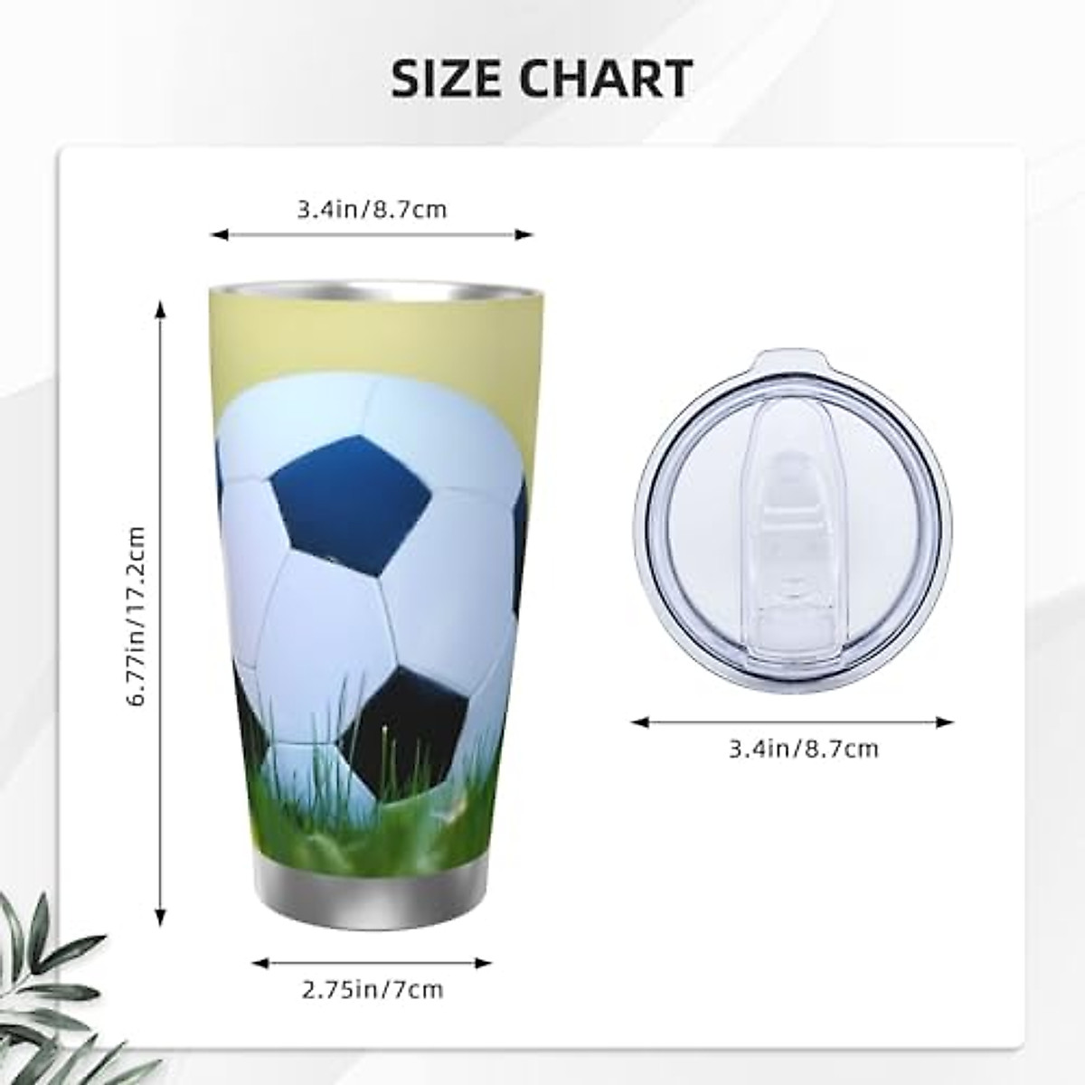 NHJKLWQSZ Football On Grass 20oz Stainless Steel Tumbler With Lid And Straw, Double Wall Vacuum Insulated Coffee Mug Travel Cups Leak-Proof Lid For Hot And Cold Drinks, Metal Straws And Brush