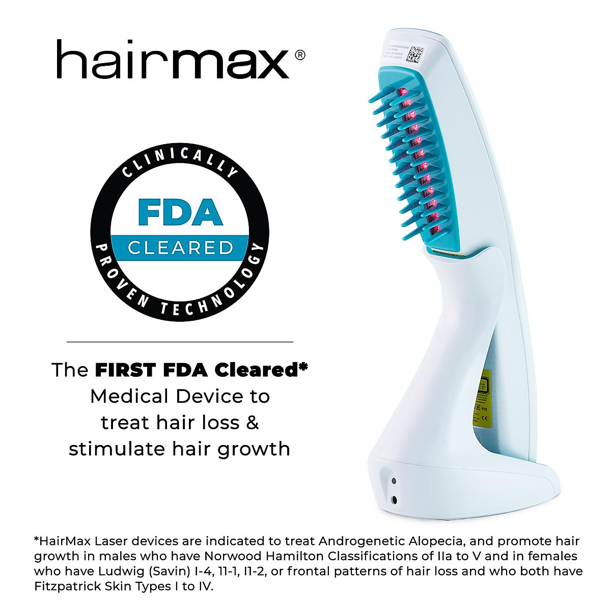 Hairmax Ultima 12 LaserComb - (FDA Cleared) Laser Hair Regrowth Treatment Device for Men & Women - Reverses Thinning Hair Loss - Red Light Therapy to Stimulate Hair Growth - Cordless Design