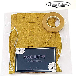 Gold Happy 46th Birthday Banner, Glitter 46 Years Old Woman or Man Party Decorations, Supplies