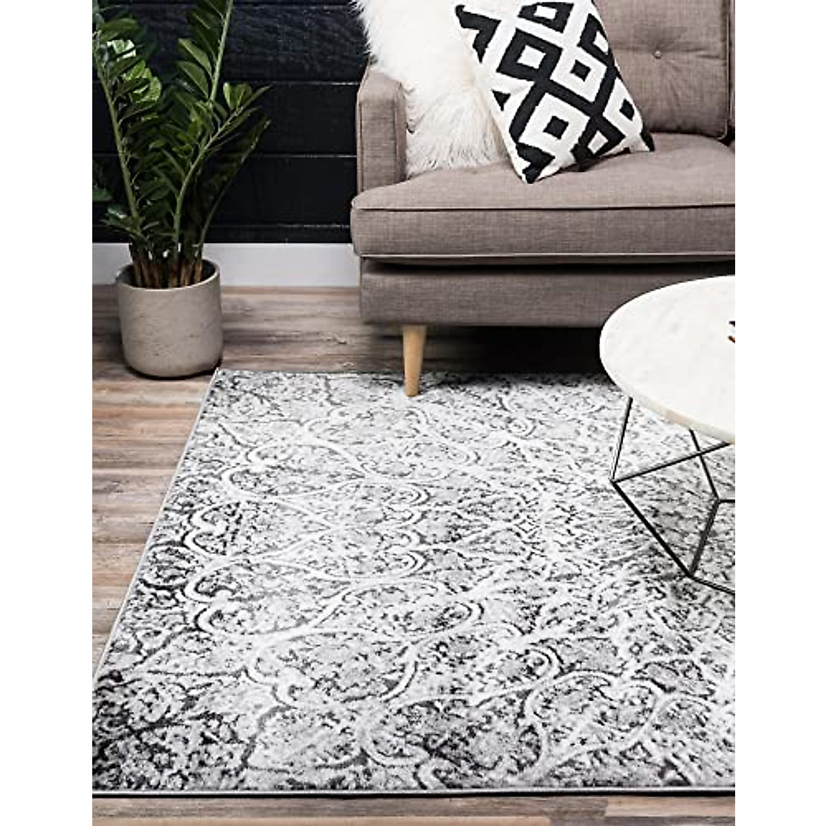 Unique Loom Sofia Collection Area Rug - Grace (5' 1" x 8', Dark Gray/ Gray)