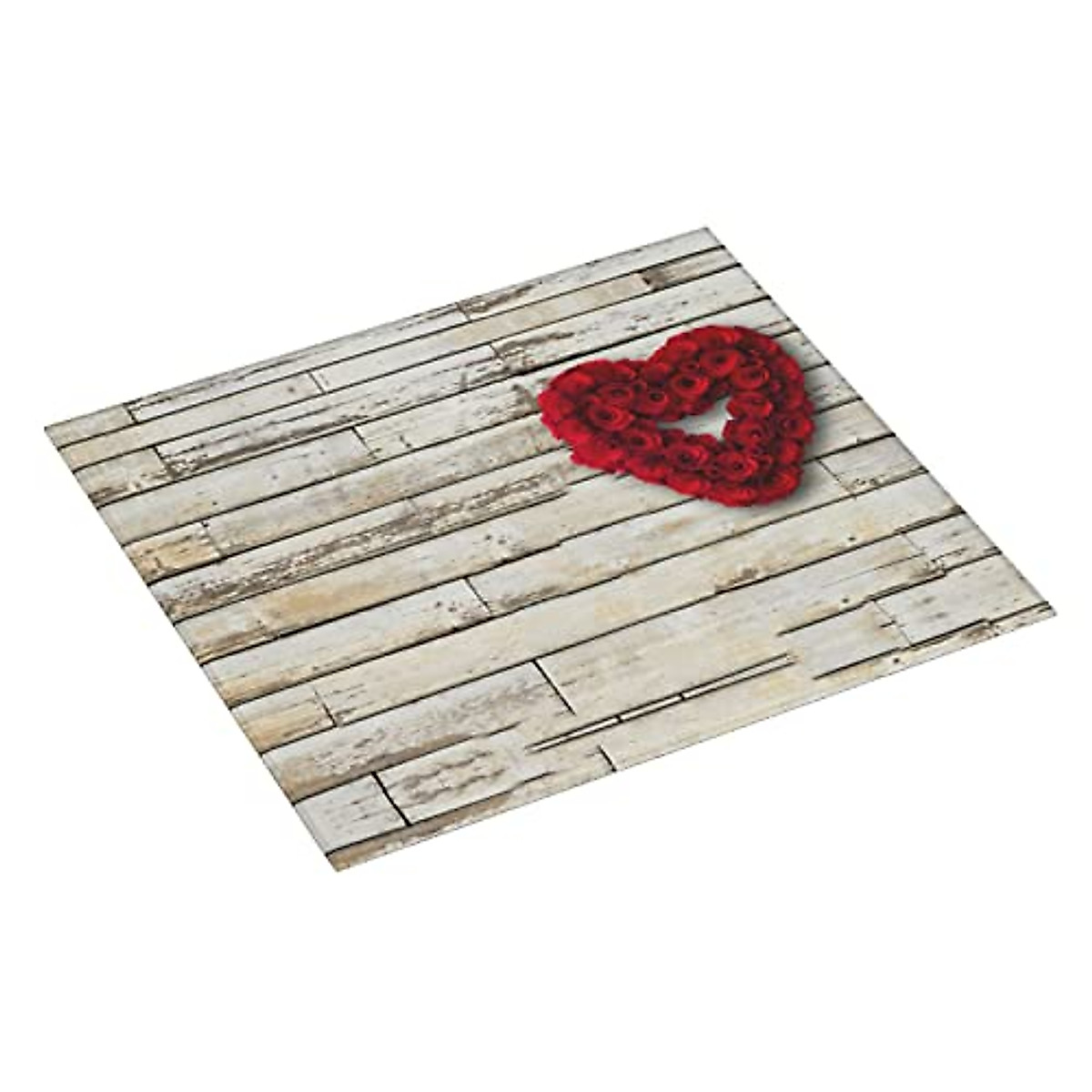 Red Heart-Shaped Roses Printed Drying Mat For Kitchen Ultra Absorbent Microfiber Dishes Drainer Mats Non-Slip Silicone Quick Dry Pad - 18 X 16inch