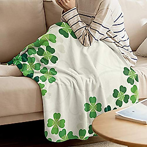 Gogobebe Flannel Fleece Throw Blanket for Sofa Couch Bed St. Patrick's Day Shamrock Spring Irish Festival Lucky Clovers Leaves Soft Cozy Lightweight Blanket for Adults/Kids 39x49inch