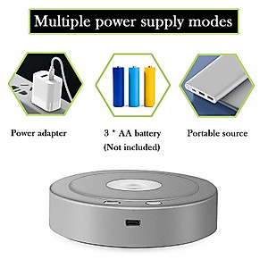 LED Motorized Rotating Display Stand, LED crystal Light Lamp Base,3D Glass Art,Turner Cup Display Stand for Epoxy Glitter Tumbler, 360 Degree Automatic Mute Rotating Turntable,Battery Speed Regulation