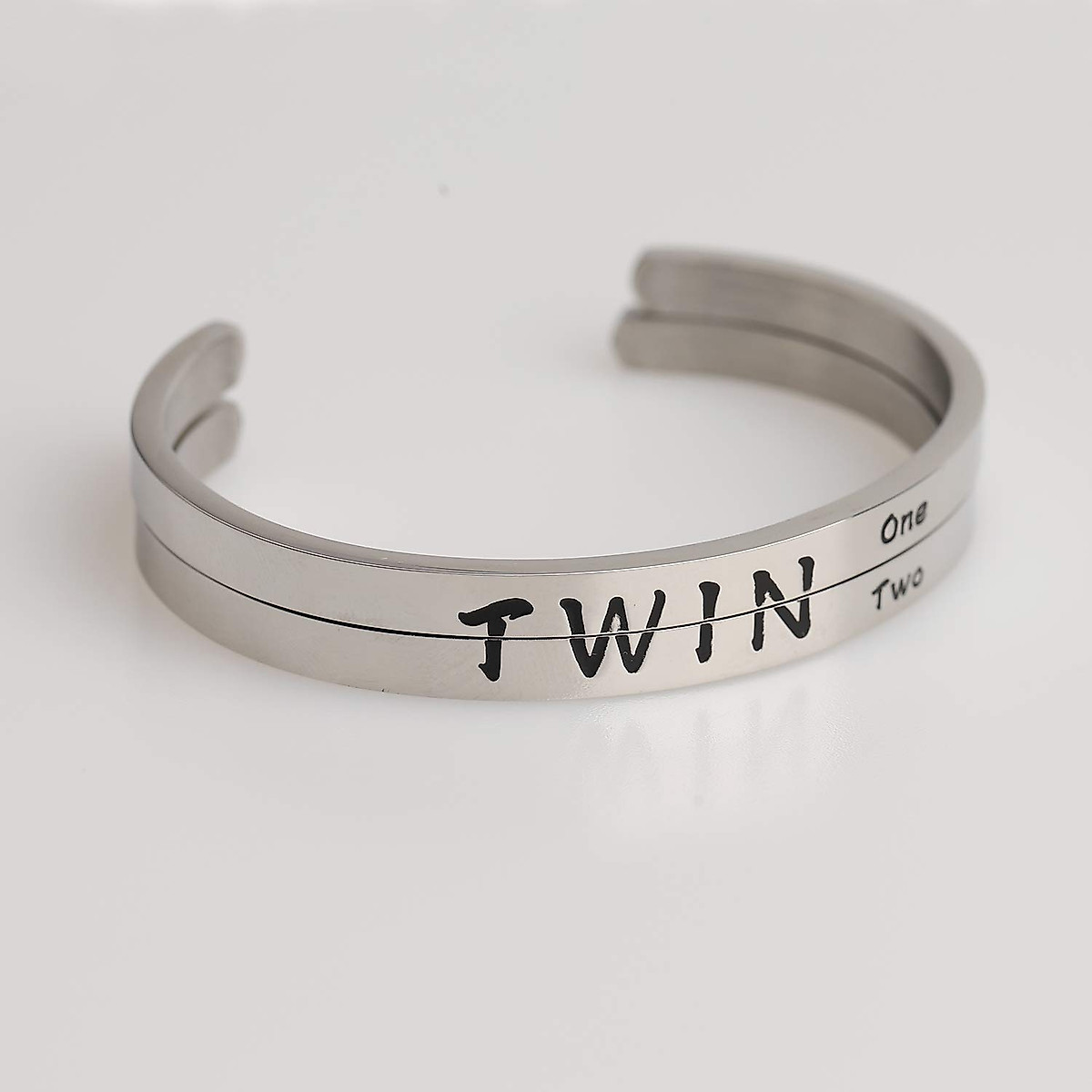 ENSIANTH Twins Gift Twin Bracelet Twin One Twin Two Cuff Bangle (Twin Cuff Set)