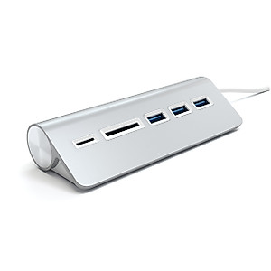 Satechi Aluminum USB 3.0 Hub & Card Reader - Compatible with MacBook Pro, MacBook, iMac, Surface Pro, Dell XPS and More (Silver)