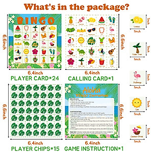 WATINC 41pcs Hawaiian Bingo Game, Tropical Summer Party Games with 24 Players, Hawaiian Bingo Cards for Kids School Classroom Party Supplies Activity, Luau Party Favors Gifts for Kids Toddlers