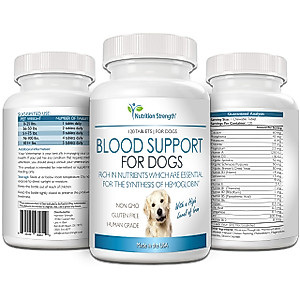 Nutrition Strength Blood Support for Dogs, Supplement for Anemia in Dogs, Promotes Red Blood Cell Health, with a High Level of Iron, Vitamin B12, Organic Spirulina and Purpurea, 120 Chewable Tablets