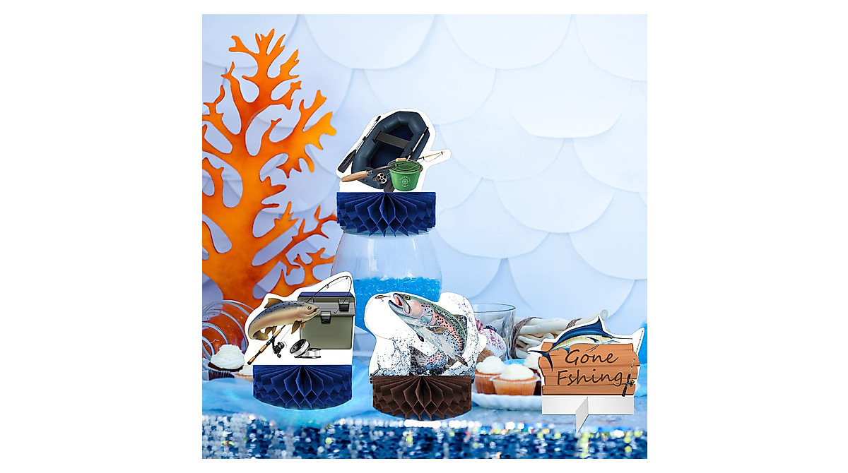 12 Pcs Fishing Decorations Gone Fishing Centerpieces Fish Party ...