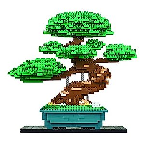 nanoblock - Bonsai Matsu Deluxe Edition World Famous, Advanced Hobby Series Building Kit, Green (NB039)