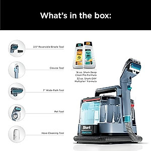 Shark PX202BRN StainStriker Portable Spot, Stain, & Odor Eliminator for Carpets, Area Rugs, Upholstery, Cars, with Bonus Accessories and Cleaning Solutions, Perfect for Pets, Nordic Blue