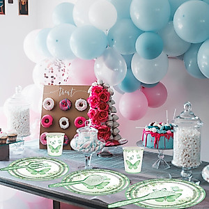 AWLZJZQA 168 Pcs Butterfly Plates and Napkins Party Supplies Serve 24 Guests Sage Green Birthday Plates Disposable Tea Party Decorations Happy Birthday Paper Plates Cups Flower Decor Spring for Women