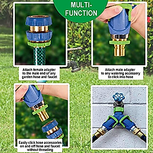 Hose Splitter 2 Way Heavy Duty, Garden Hose Splitter, Brass Y Hose Splitter with Thumb Control Valves, 3/4" Two Way Water Hose Splitter Faucet Splitter Shut Off Valve Hose Connector Adapter