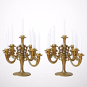 Generic 2pcs Candelabra Birthday Candles Golden Cake Candle Holders Gorgeous Wedding Cupcake Decor Unique Cake Picks 9R5151BP6DDH17J 10X10X18cm