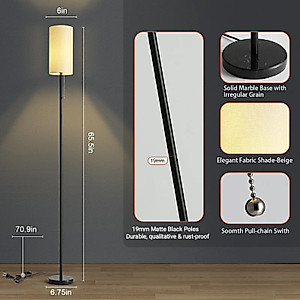 Floor Lamps for Living Room, Modern Floor Lamp for Bedroom with Sturdy Marble Base, Simple Design Standing Lamp Stand Up Lamp for Living Room, Kids Room, Office, E26 Socket Base(Bulb Not Included)