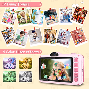 Coolwill Kids Camera for Kids 3-10 Year Olds, 12MP HD Kids Digital Camera with 3.5'' Large Screen & 8X Digital Zoom, Children Camera Toys for Boys Girls with 32G TF Card, Kids Birthday Gifts