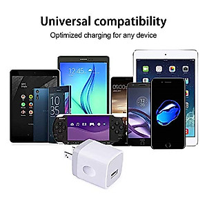 USB Wall Charger, CableLovers 1A/5V 3-Pack Travel USB Plug Charging Block Brick, Charger Power Adapter Cube Compatible Phone Xs/XS Max/X/8/7/6 Plus, Galaxy S9/S8/S8 Plus, Moto, Kindle, LG