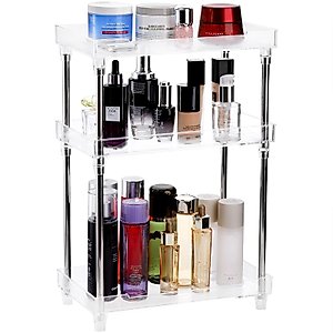WUWEOT Bathroom Organizer Countertop, 3 Tier Acrylic Vanity Tray Makeup Cosmetic Perfume Storage Shelf, Kitchen Spice Rack Standing Shelf