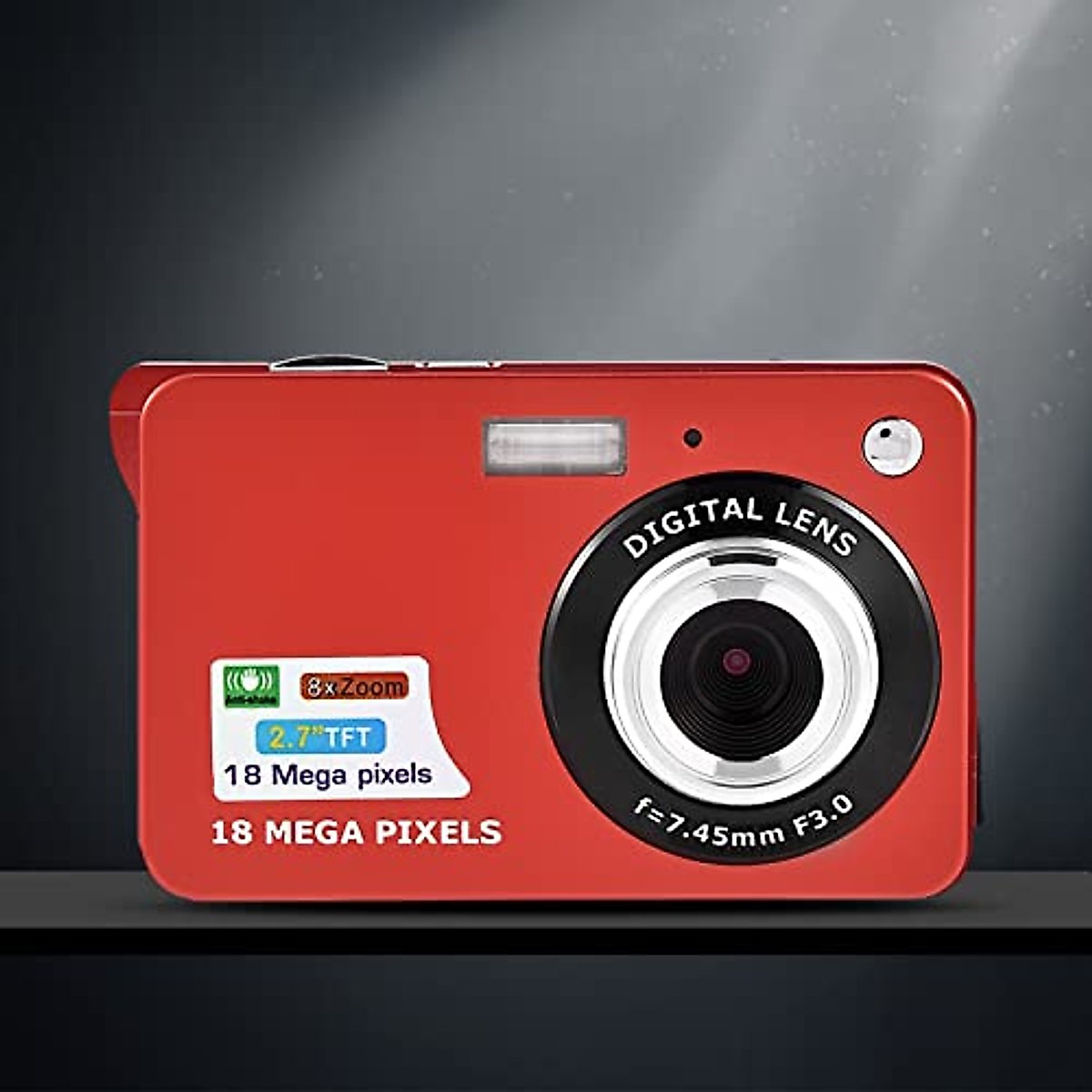 Shanrya Digital Camera, 8X Zoom High Definition 2.7in LCD Stable Performance Camera 720P Resolution for Party for Travel for Home(red)