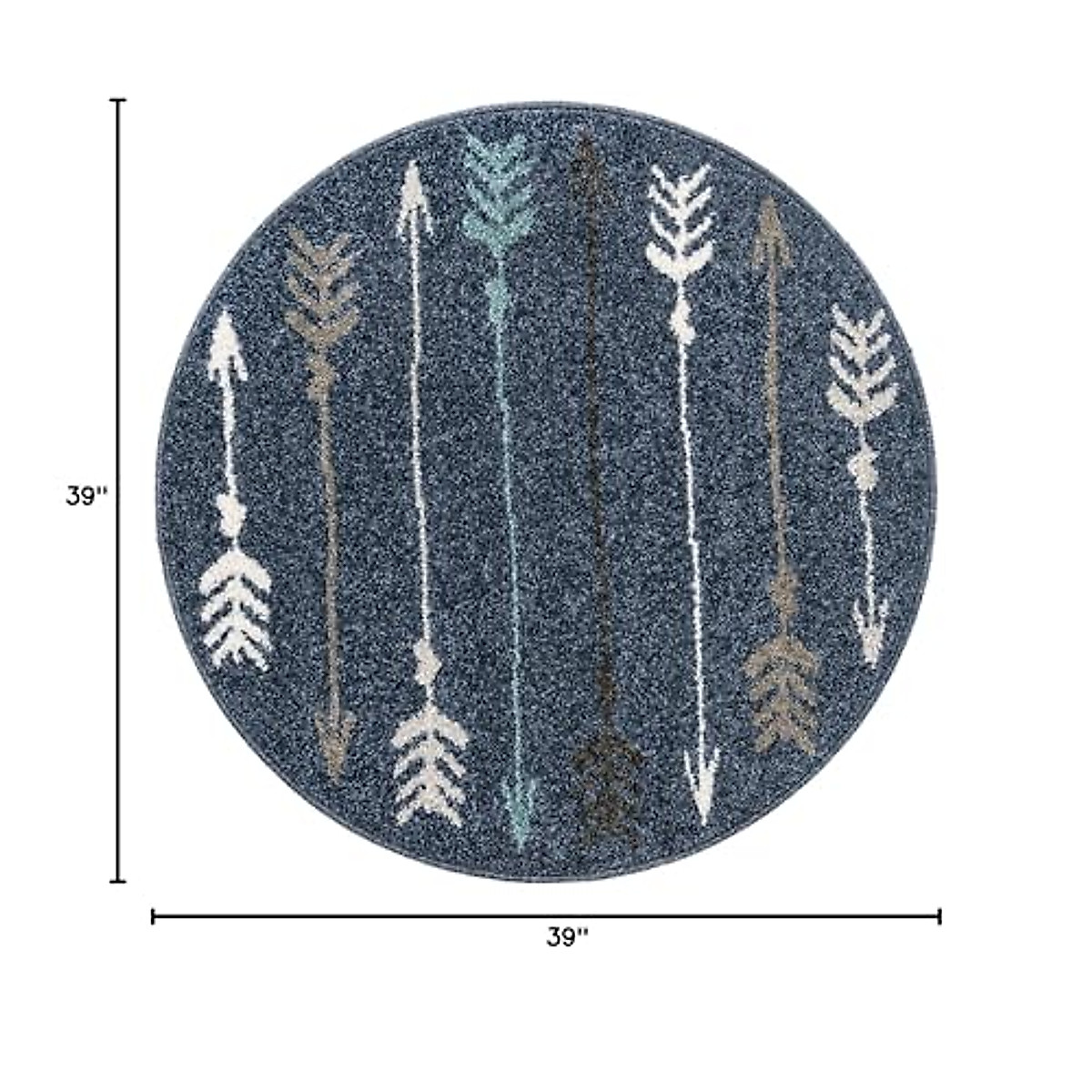 Unique Loom Autumn Collection Area Rug - Arrow (3' 3" Round, Navy Blue/ Gray)