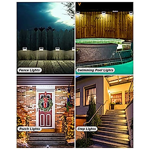 24 Packs Outdoor Fence Lights Solar Powered Deck Lights Waterproof Backyard Lighting Stainless Steel Lamp Stairs Fence Light Security Wall Lamps for Step Walkway Patio Garden Pathway (Warm White)