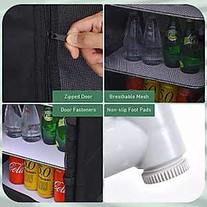 Goplus Camping Table with Storage, Aluminum Portable Camp Kitchen Cabinet Table with Carrying Bag, Lightweight Outdoor Cooking Table for Picnic Tailgating Beach BBQ Party RV (Black)