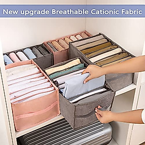 2 Pack Upgraded Jeans T-Shirts Organizer, Wardrobe Clothes Dividers Organizer, Foldable Closet Drawer Storage Box for Jeans Legging T-Shirts Sweat Pant Baby Clothes - Large, Grey