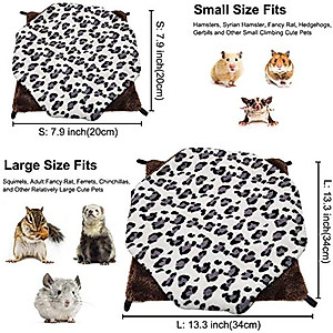 ELEpure Small Animal Pet Hanging Hammock for Cage, Leopard Print Double Bunkbed Hammock for Ferret Hamster Parrot Guinea Pig Chinchilla Flying Squirrel Sleeping Playing (S: 7.9x7.9/20x20cm, Grey)
