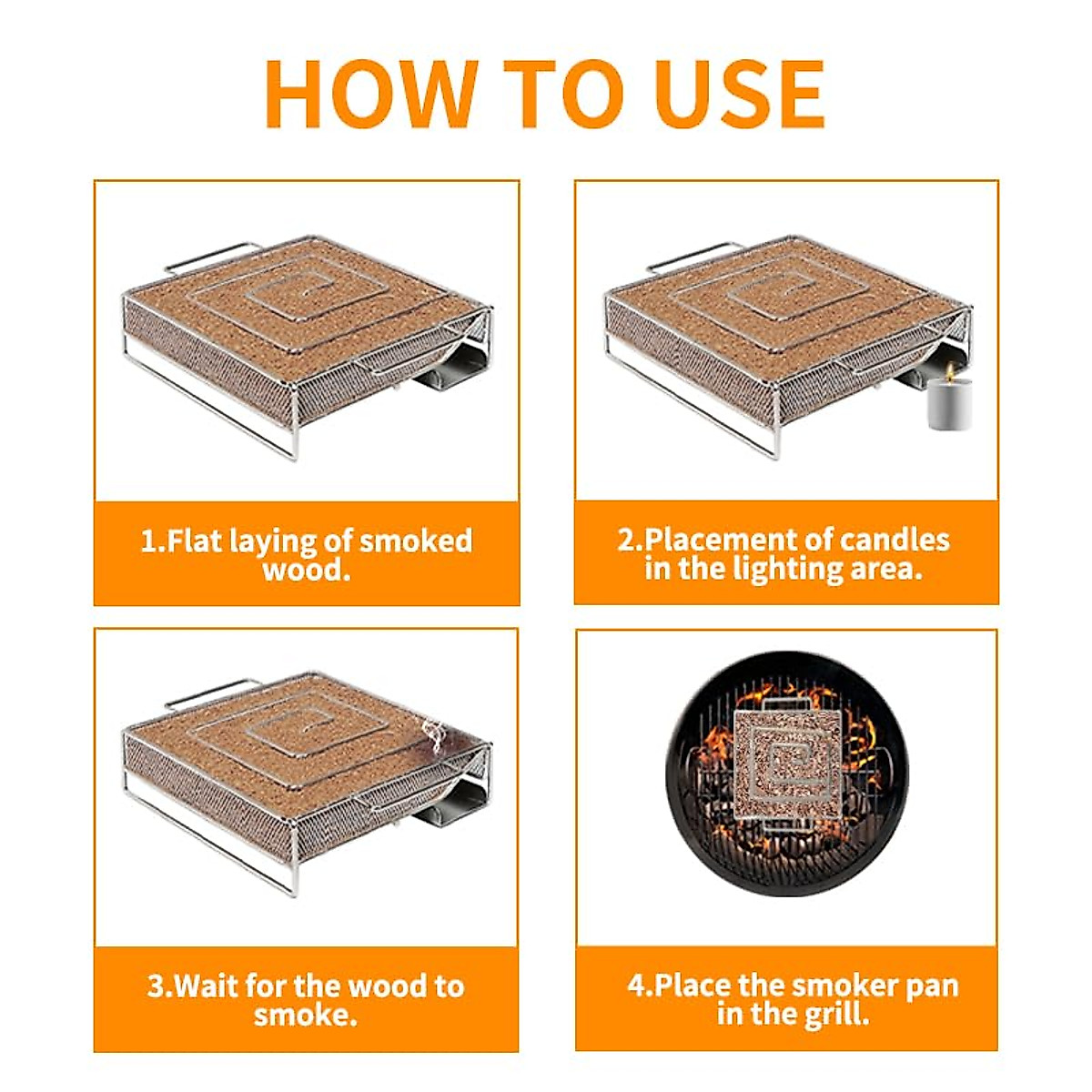 Joyagrill 8'' Cold Smoke Generator spiral square, More Durable with thicker material, Perfect Idea for Hot or Cold smoking with smoking dust on BBQ Grill and Smoker, Cold smoking time up to 4-7 Hours