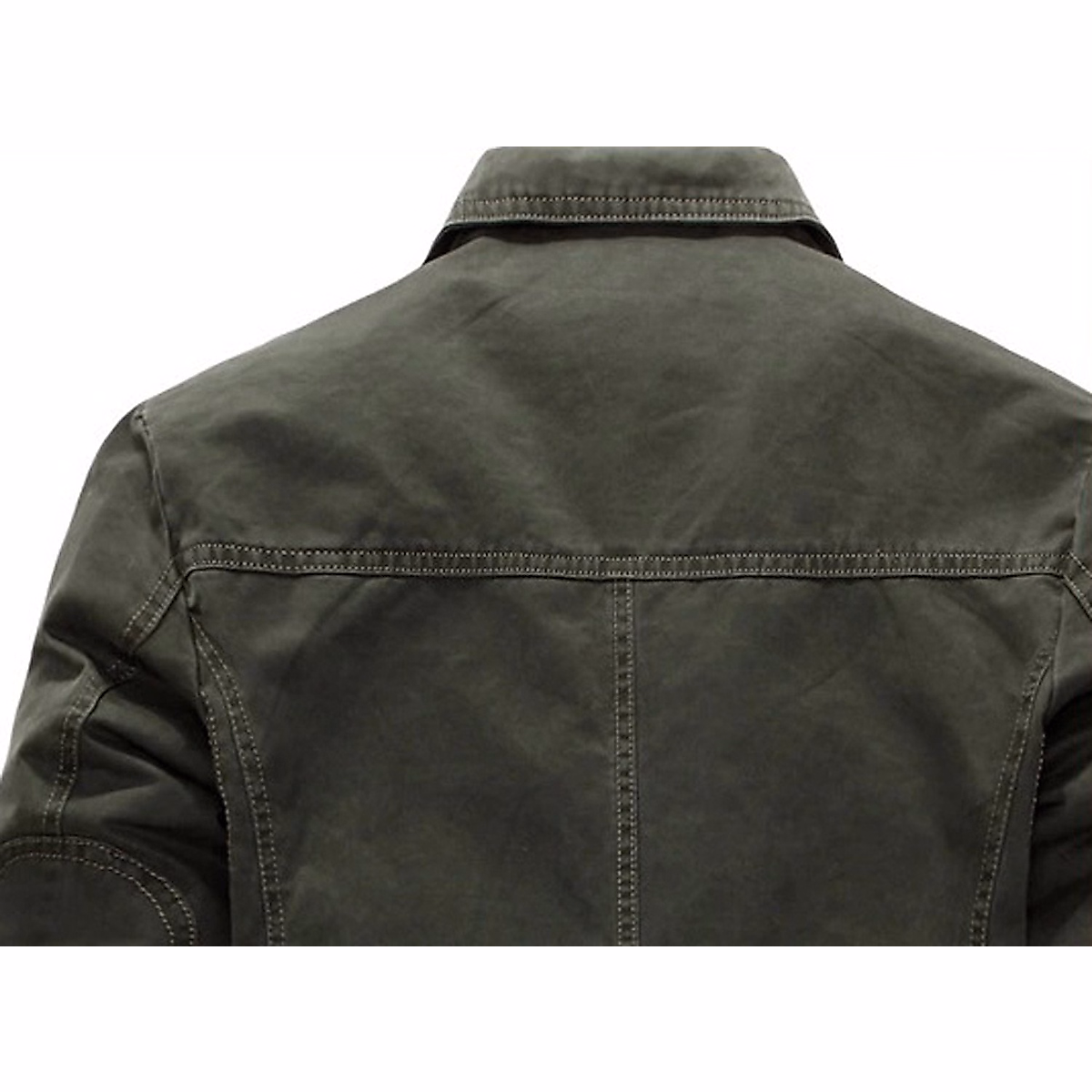 chouyatou Men's Casual Three-Button Stripe Lined Cotton Twill Suit Jacket (Medium, Army Green)