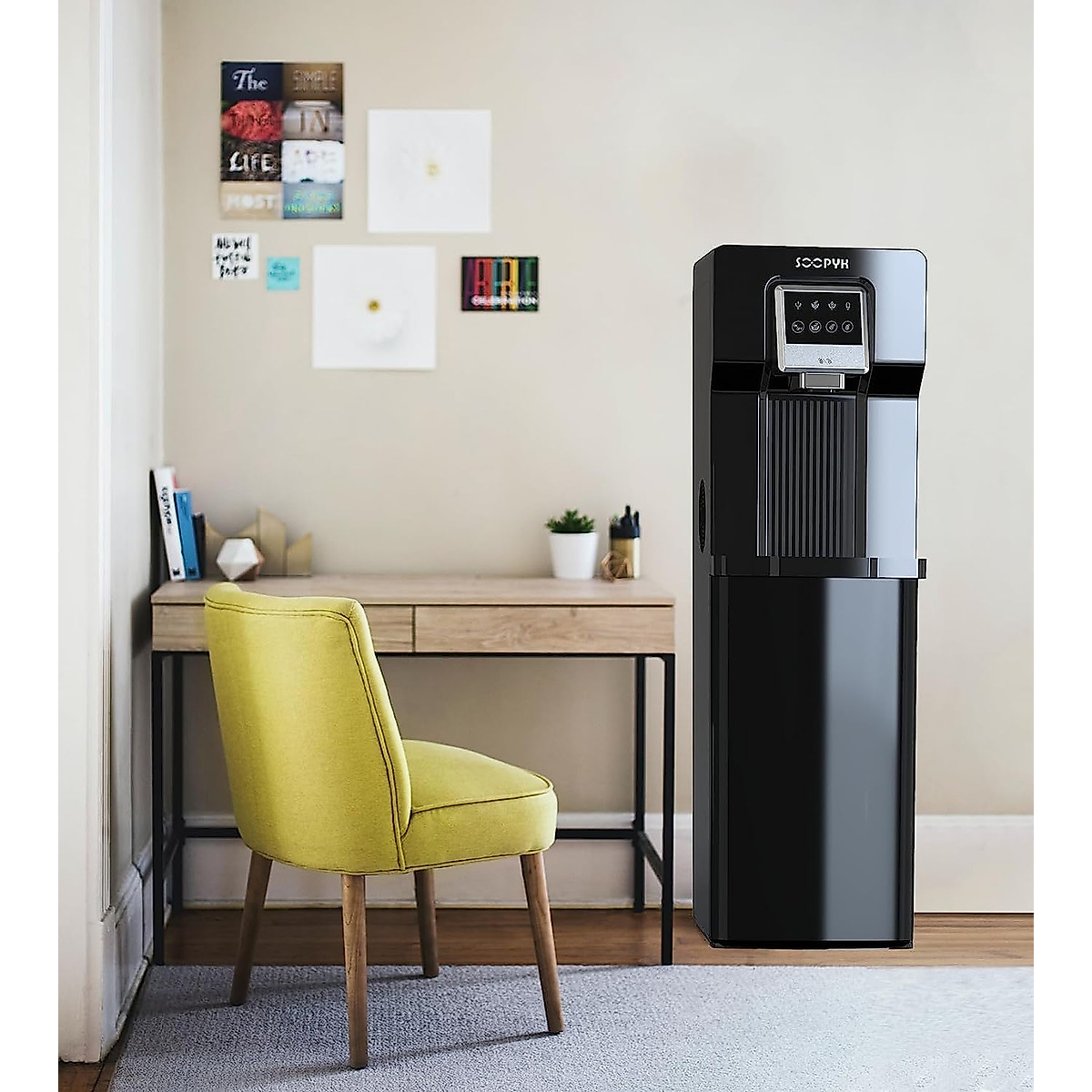 SOOPYK 2 in 1 Water Cooler Dispenser with Ice Maker Bottom Load 18 lbs in 24 hrs for Home Office(Without HOT Water)