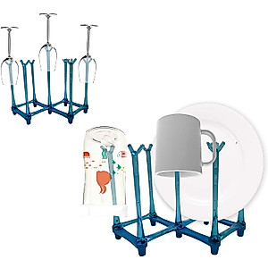 Alovexiong 2 Pack Retractable Cup Drying Rack Drinking Glass Holder Bottle Drying Holder Sports Bottle Drainer Dryer and Mug Tree Cup Stand Tray Holder for Kitchen,Office