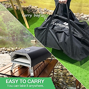 Gas Pizza Oven with 16" Pizza Stone - Caprihom Outdoor Portable Pizza Ovens for Outside Kitchen Pizza Maker Oven Stainless Steel Pizza Oven Countertop