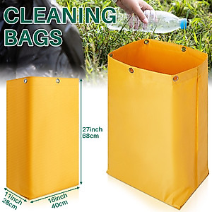 Replacement Janitorial Cleaning Cart Bag 16x11x27" High Capacity Commercial Janitorial Cart Bag Housekeeping Cart Bag for Housekeeper Restaurant Motel Cafe Facility Office, 23 Gallon, Yellow(1 Pc)