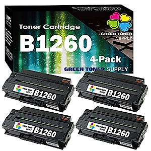 4-Pack 4xBlack Green Toner Supply Compatible for Dell 1260 Toner Cartridge B1260x4 Work with B1260 B1260dn B1265dn B1265dnf B1265dfw Mono Printer